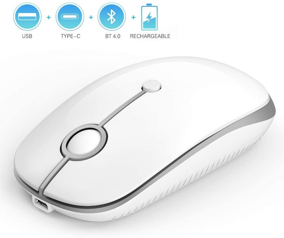 Rechargeable 2.4GHz Wireless Bluetooth Mouse, Jelly Comb MS04 Slim ...