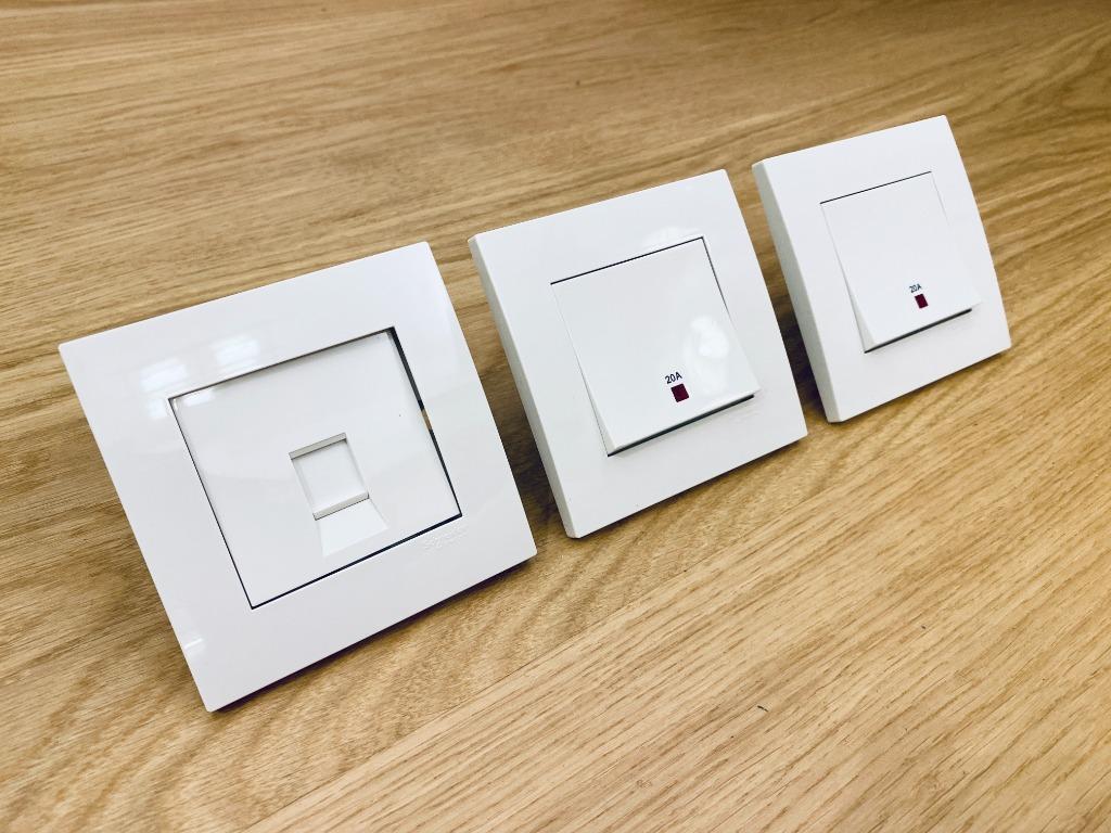 Schneider Vivace Socket 施耐得 元雅 掣面 插座 20A燈曲 電腦 Cat6 網線, 家庭電器, 轉插器及插頭 ...