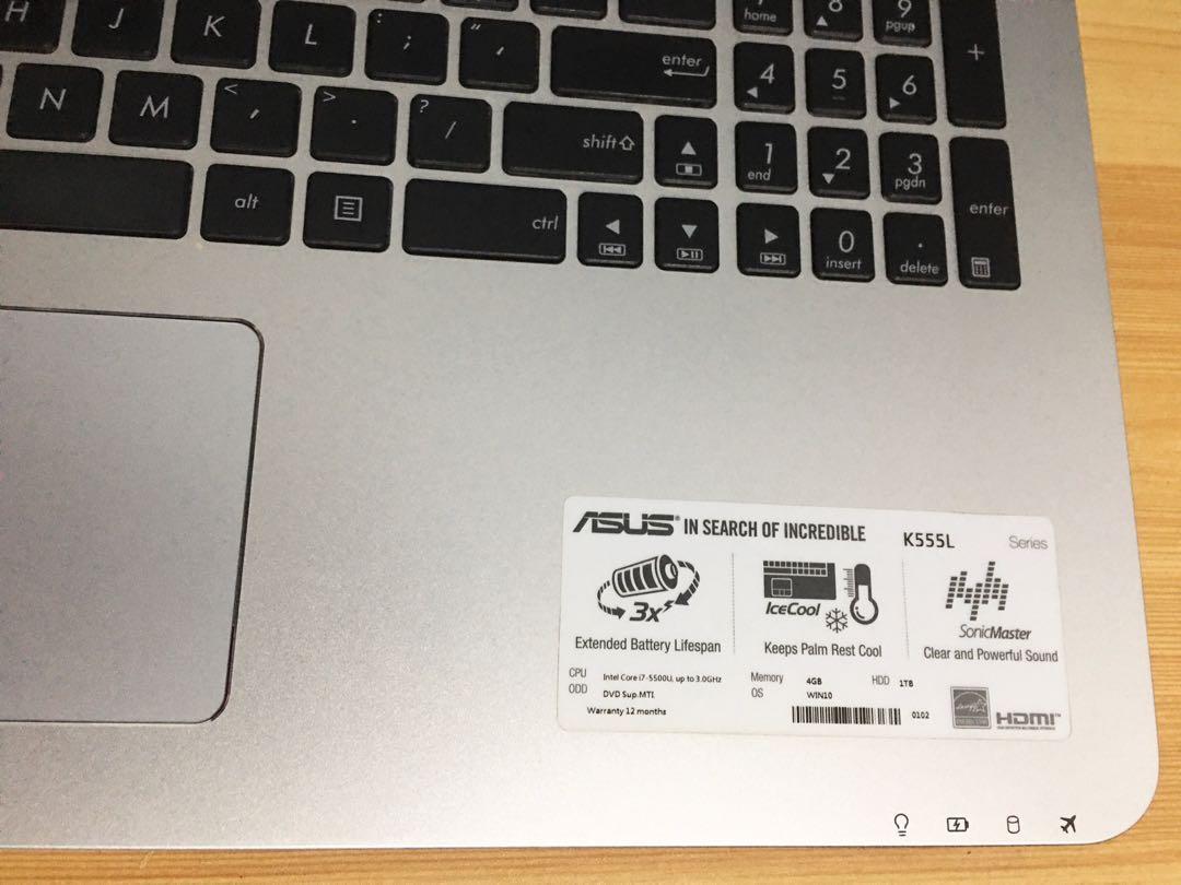 ASUS K555L i7 5TH GEN 4GB RAM 1TB HDD 2GB NVIDIA GEFORCE 940M ...