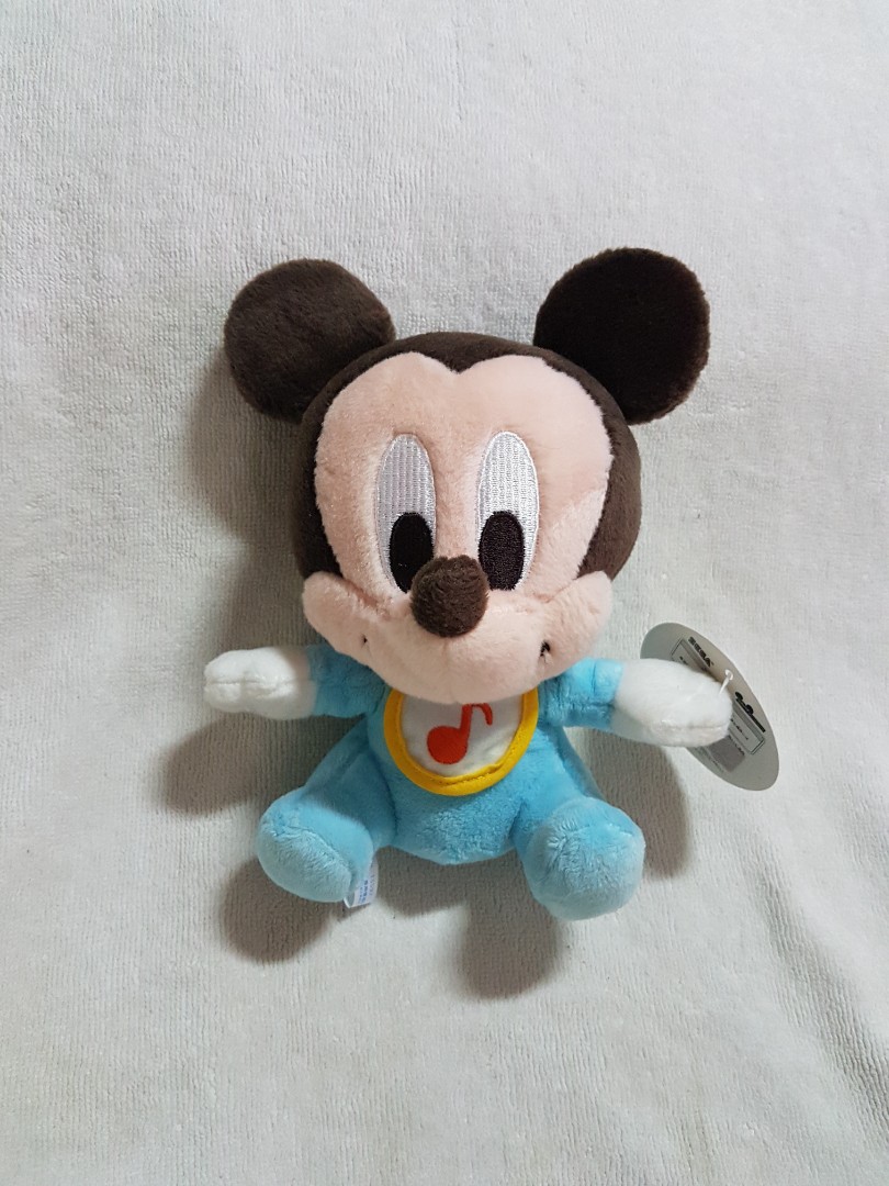Authentic Sega Disney Baby Mickey Mouse with Squeaker Beanie Plush Soft ...
