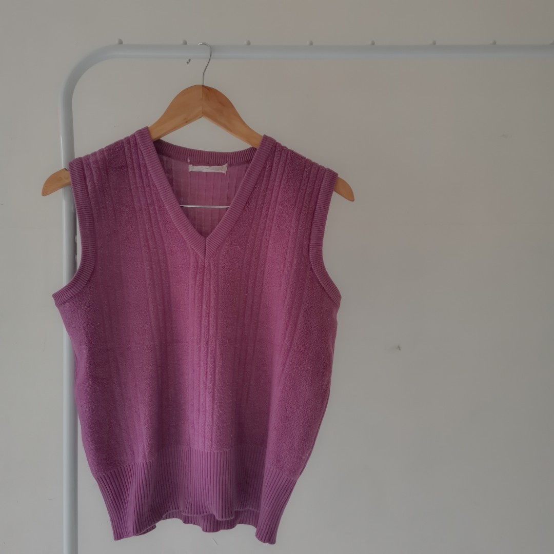 Purple Sweater Vest, Women's Fashion, Tops, Others Tops on Carousell