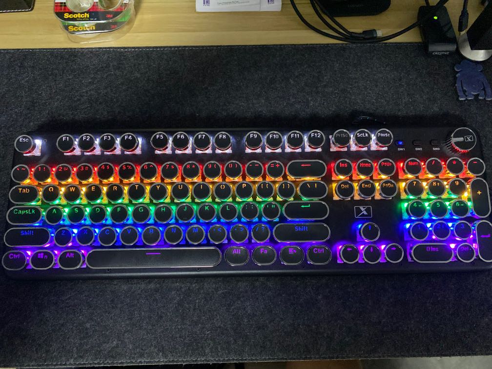 Round Keys Backlit Color Wired Gaming Mechanical Keyboard, Computers ...