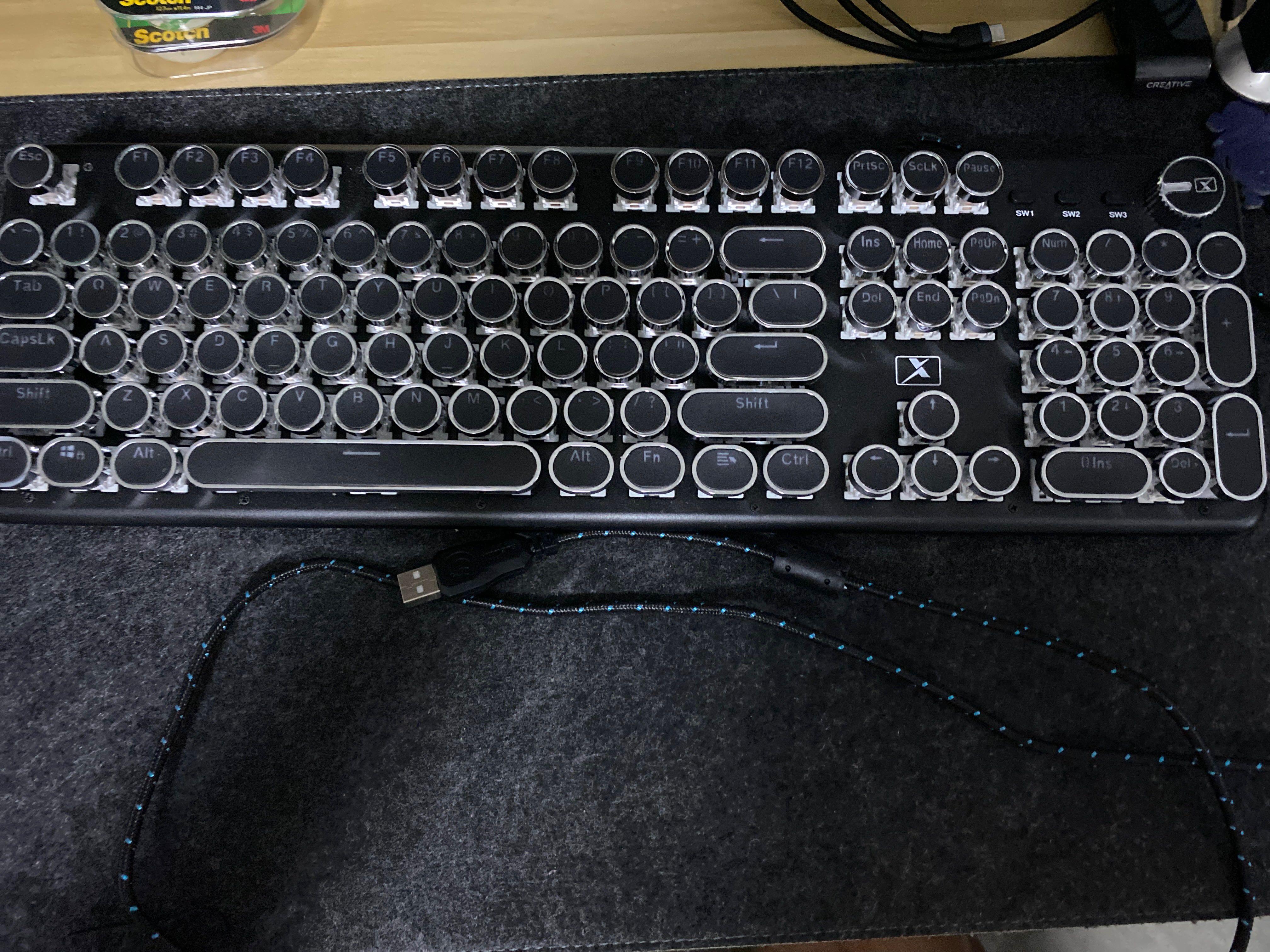 Round Keys Backlit Color Wired Gaming Mechanical Keyboard, Computers ...