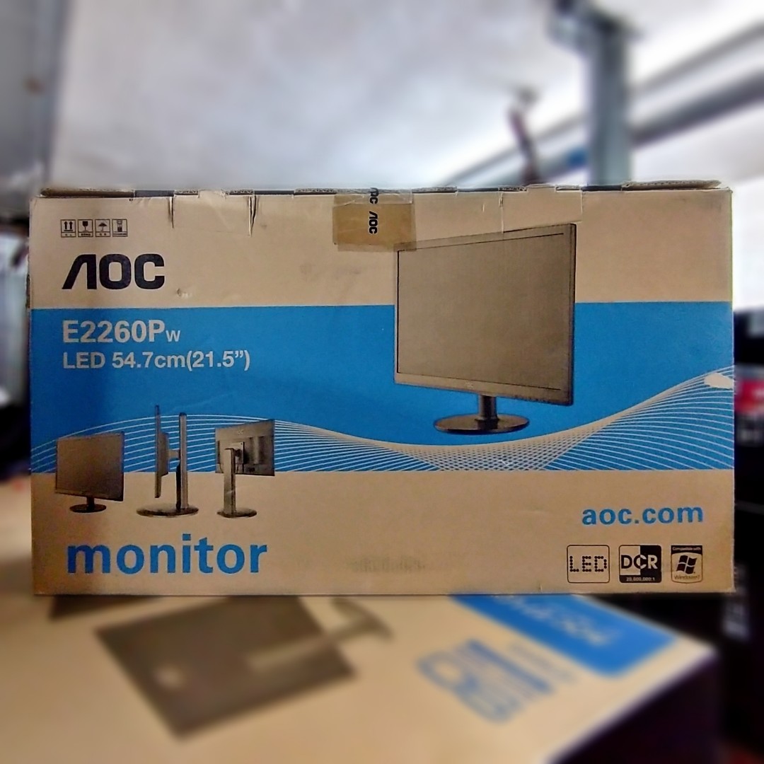 全新行貨 22吋高低升降 AOC E2260PWHU 顯示器 Monitor, 電腦＆科技, 電腦周邊及配件, 電子屏幕 - Carousell