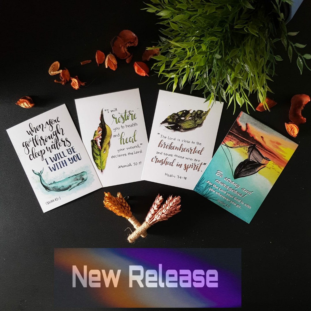 A6 Christian Postcards with Bible Verse Illustration Handdrawn, Hobbies ...