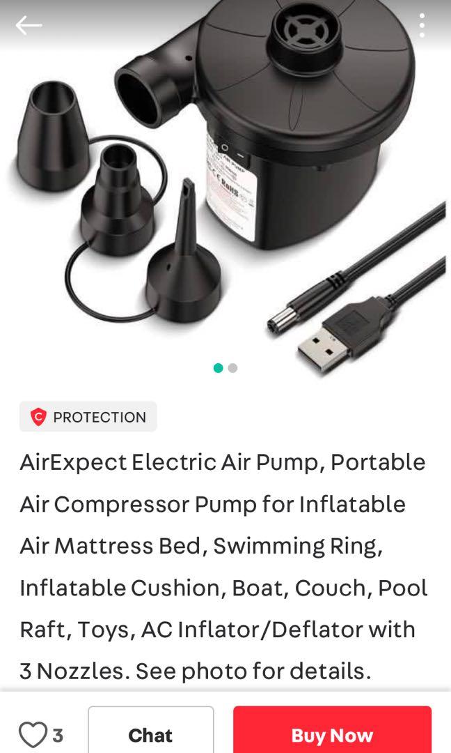 AirExpect RECHARGEABLE Electric Air Pump, Furniture & Home Living ...