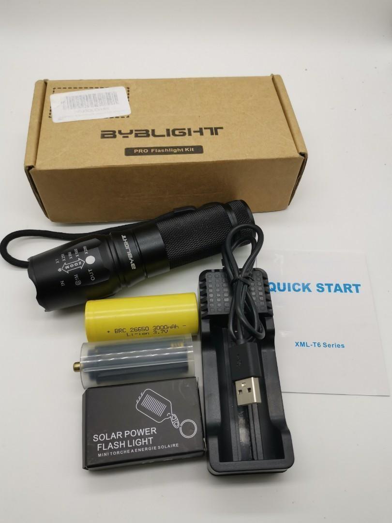 BNIB BYBLIGHT Rechargeable LED Torch, Super Bright 800 Lumen Adjustable ...