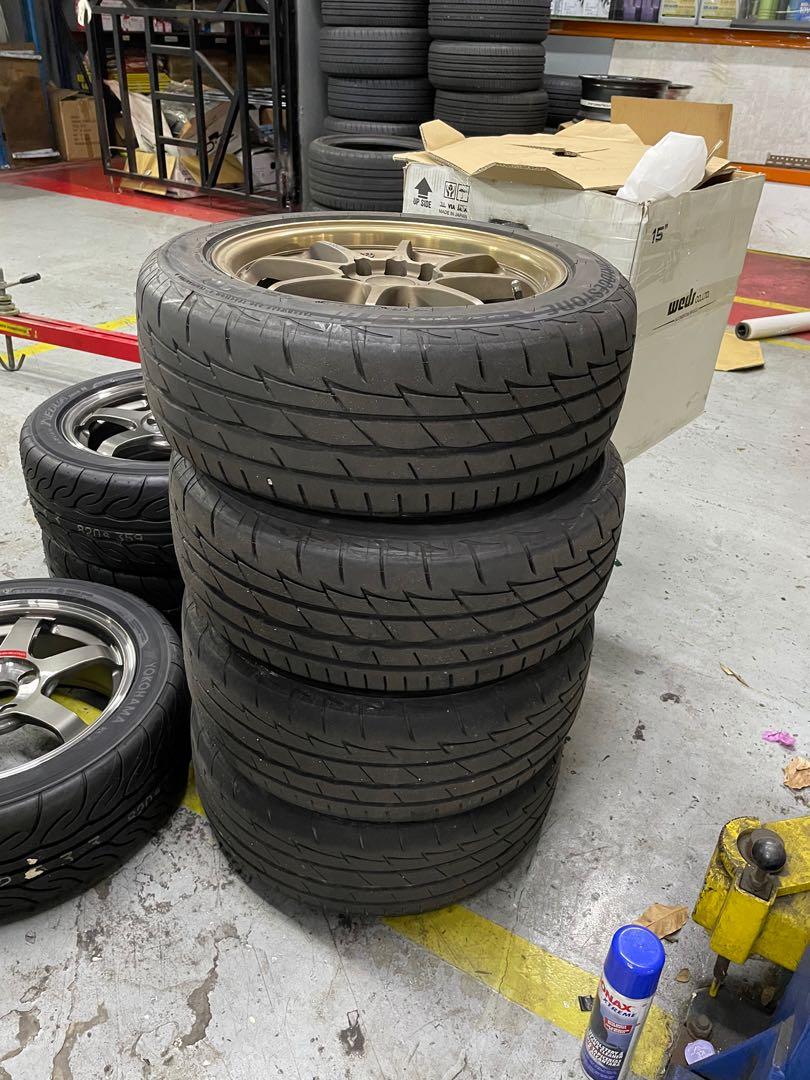 Ce28 15” 4x100/4x114.3 Replica with tyres, Car Accessories, Tyres ...