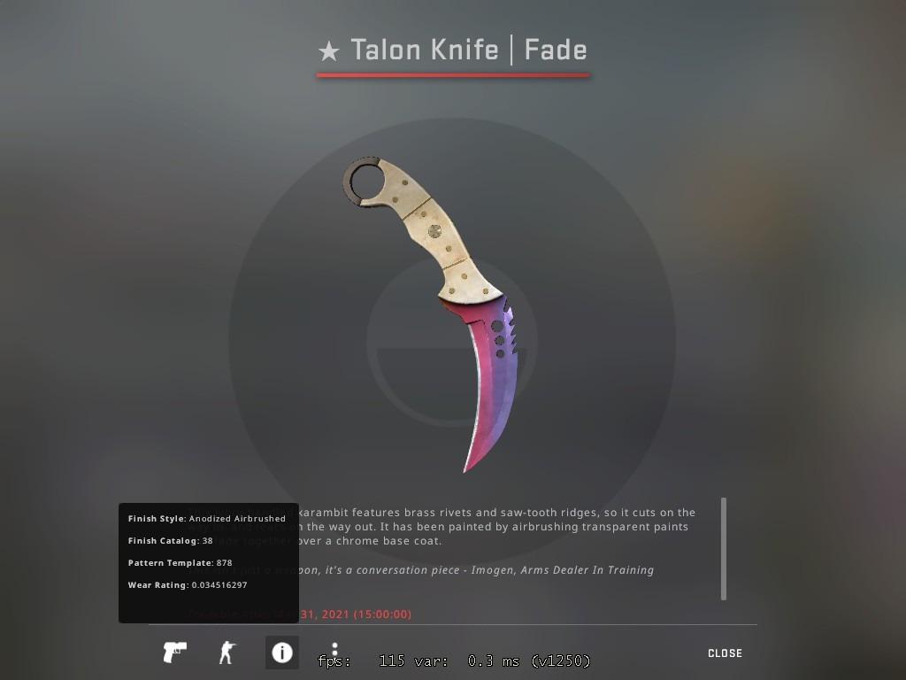 CSGO Talon knife Fade FN, Video Gaming, Gaming Accessories, Game Gift ...