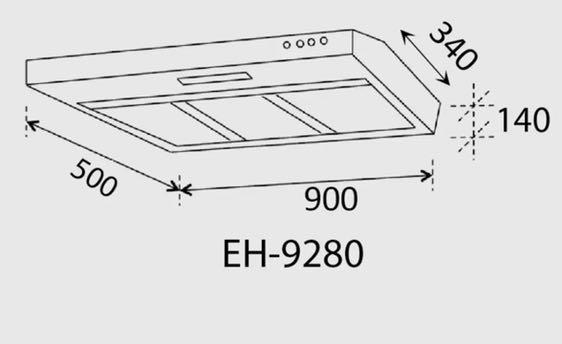 Ellane Cooker Hood (EH-9280) Slimline with Black Panel, TV & Home ...