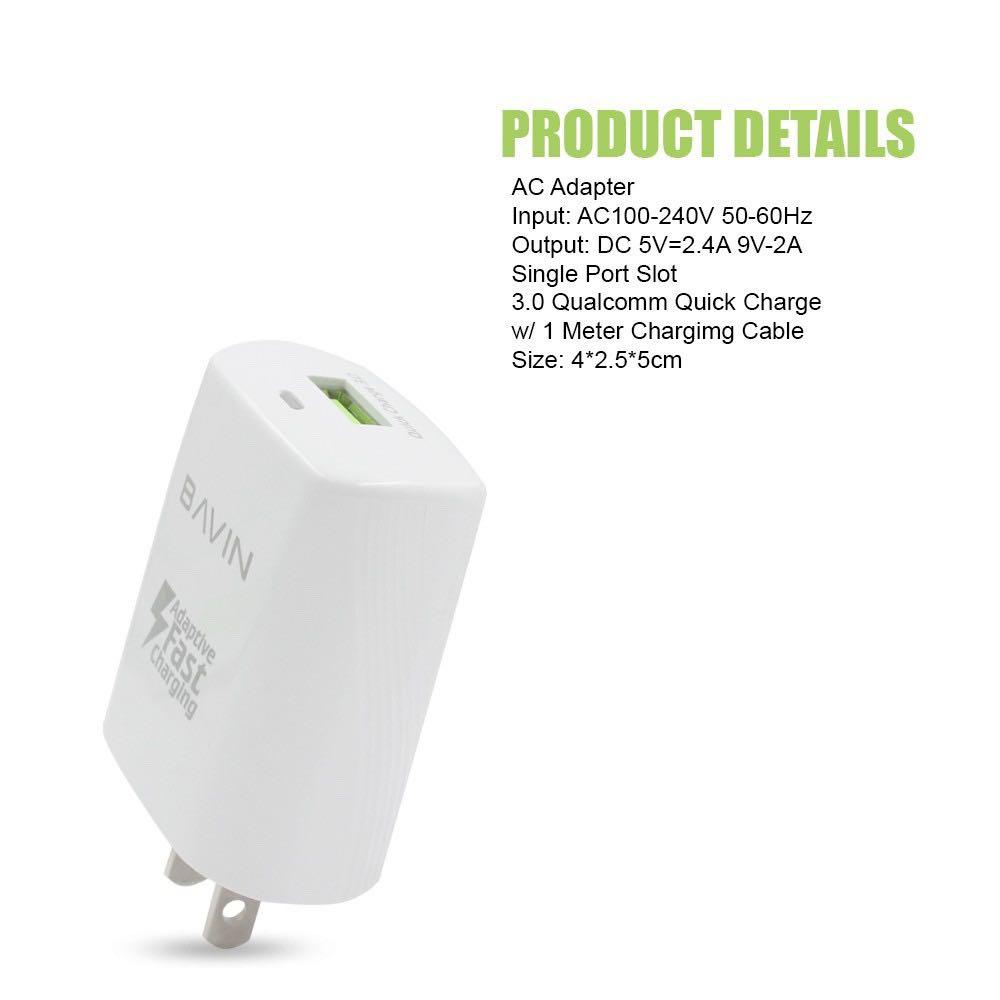 BAVIN PC586 Qualcomm 3.0 Quick Charger 20W w/ 1 meter charging cable ...