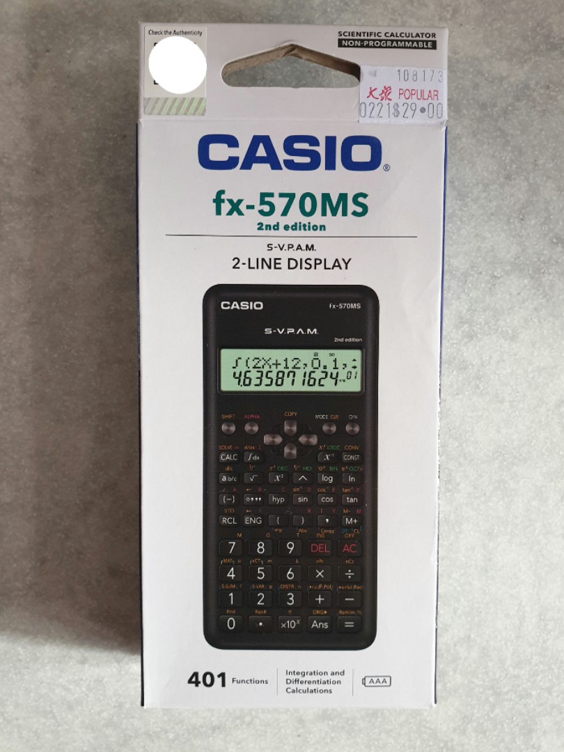 Casio fx-570MS, Hobbies & Toys, Stationery & Craft, Stationery & School ...
