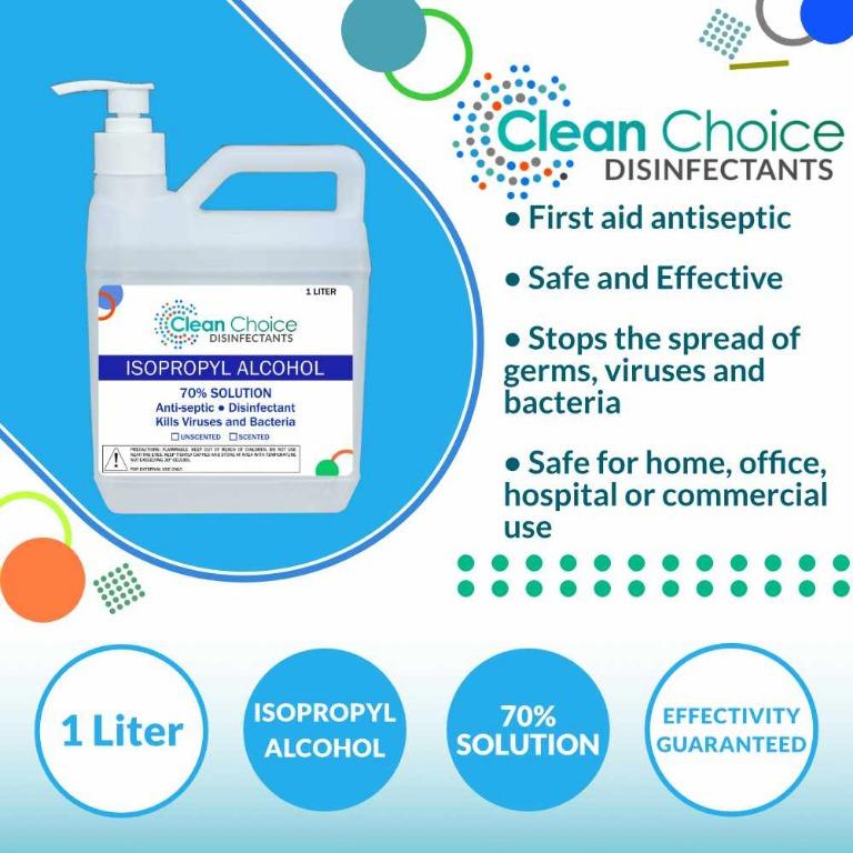 Clean Choice Alcohol 1 Liter Pump, Beauty & Personal Care, Sanitizers ...