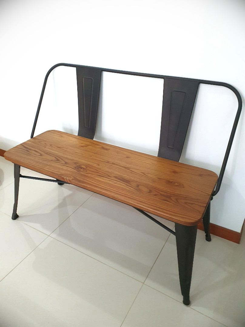 High-back Dojo Bench: Wooden seat with Rust finishing, Furniture & Home ...
