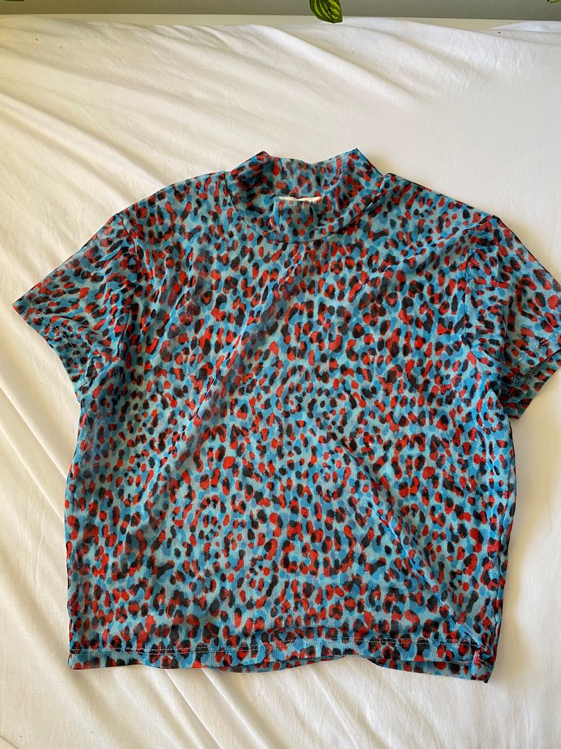 Leopard print mesh top, Women's Fashion, Tops, Shirts on Carousell
