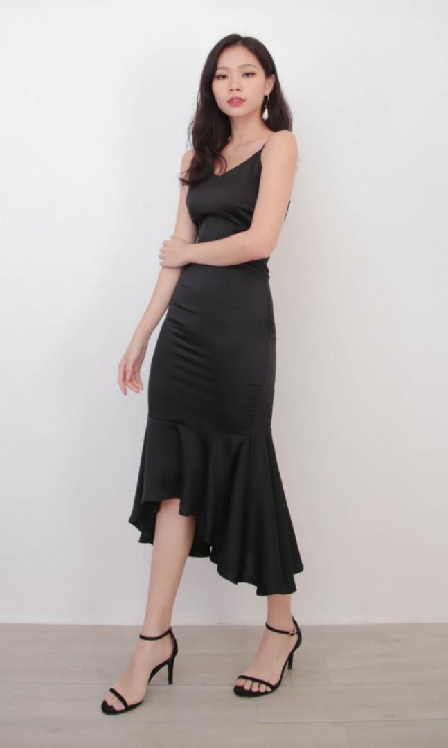 MGP Label Dove Satin Dress in Black, Women's Fashion, Tops, Sleeveless ...