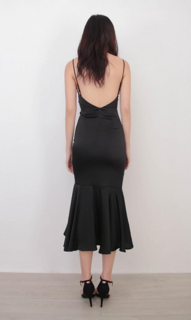MGP Label Dove Satin Dress in Black, Women's Fashion, Tops, Sleeveless ...
