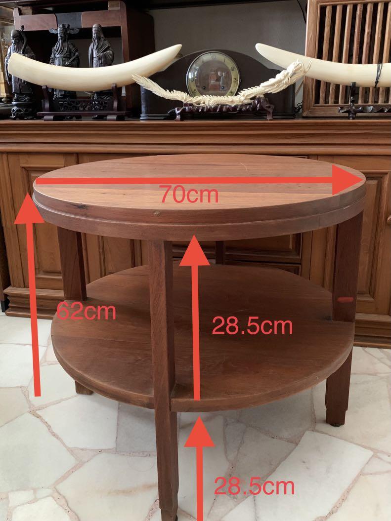 Solid teak wood 70cm round table, Furniture & Home Living, Furniture ...