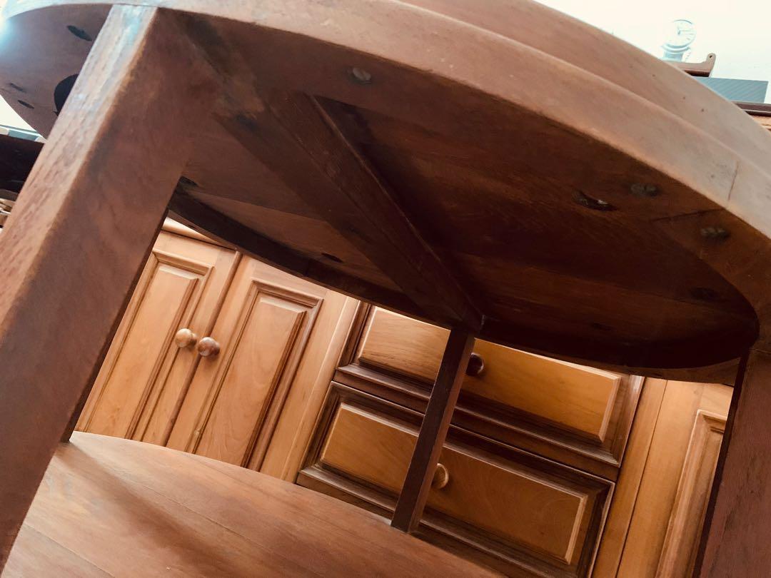 Solid teak wood 70cm round table, Furniture & Home Living, Furniture ...
