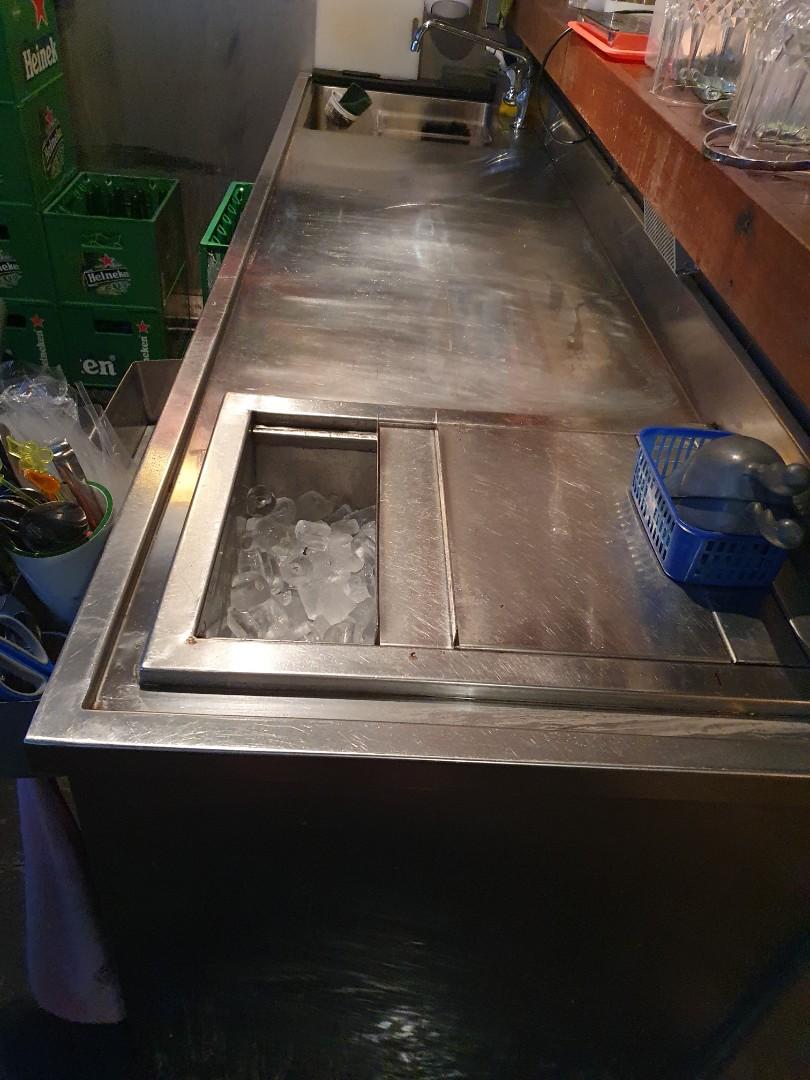 Stainless Steel bar table with ice compartment, Furniture & Home Living ...