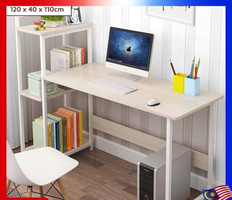 THE Study Deck Writing Desk Office Table With Book Shelf 3 Tiers ...