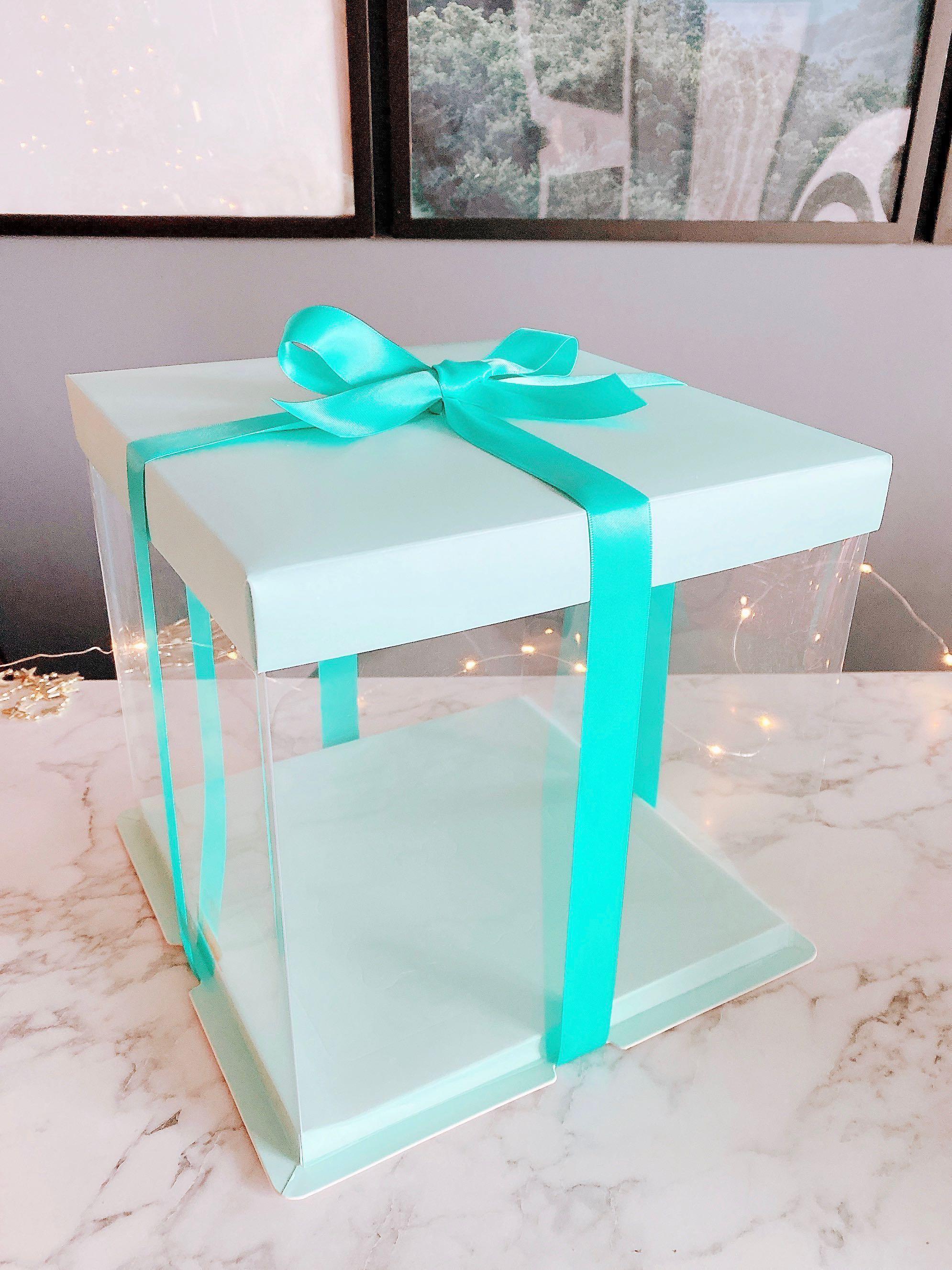 Transparent 8 inch tall turquoise blue cake box pastry cupcake muffin ...