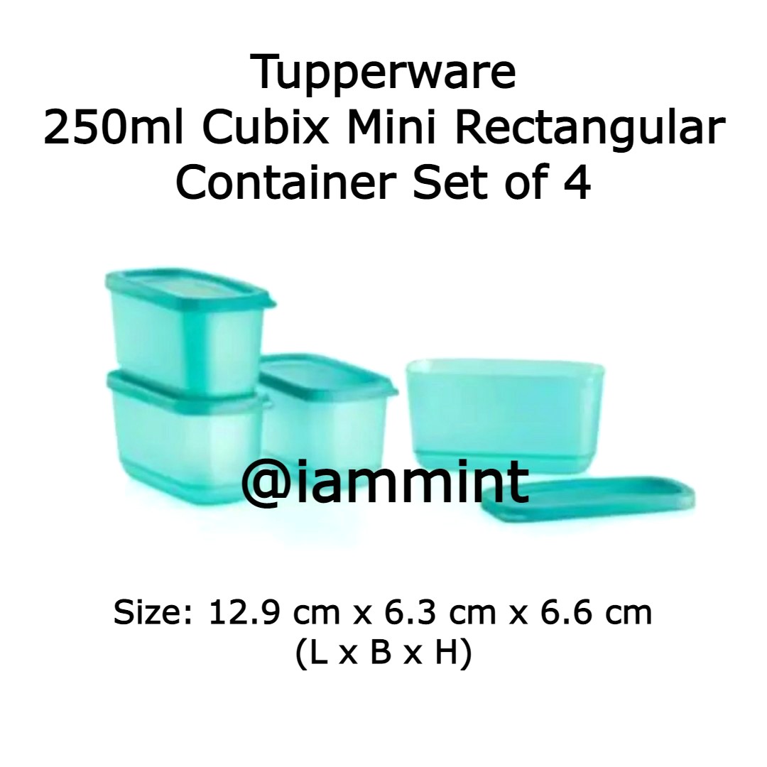 Tupperware 250 ml Cubix Cubic Mini Rectangular Container Set of 4 ...