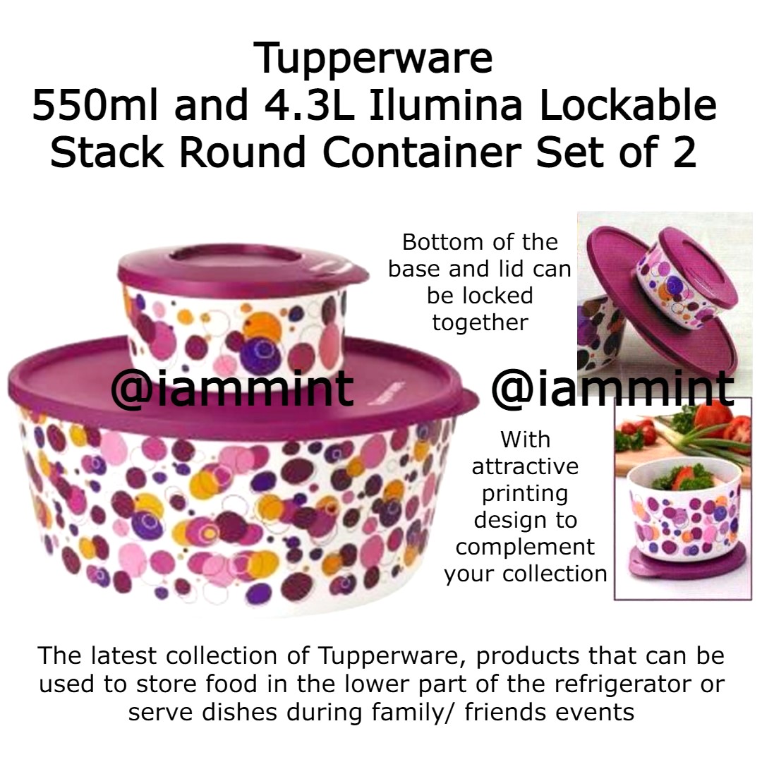 Tupperware 550 ml and 4.3L Ilumina Lockable Stack Serving Round ...