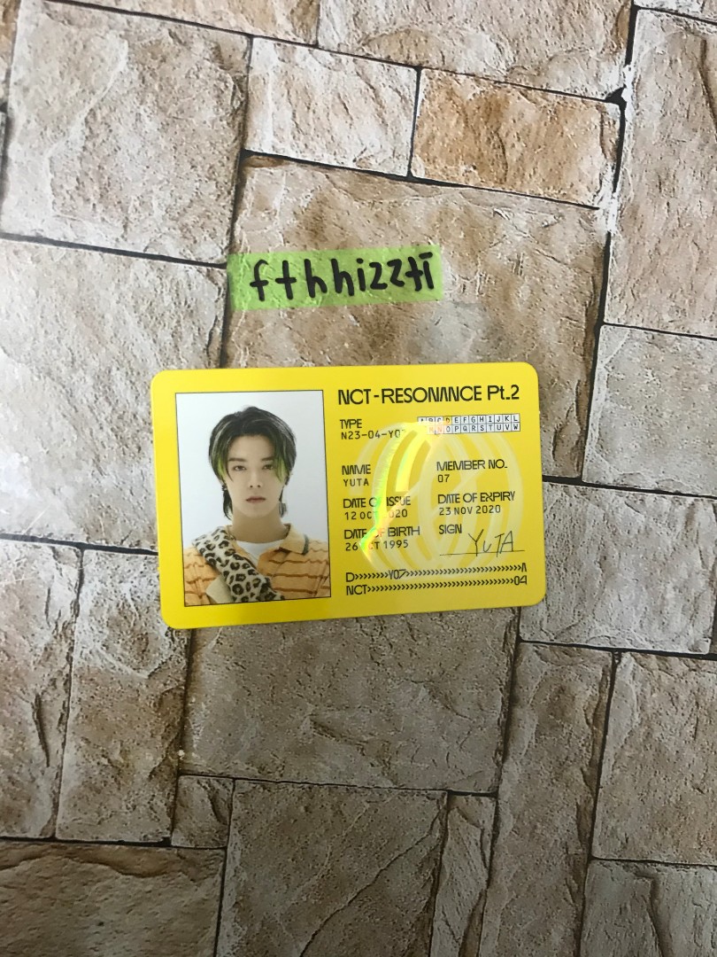 [WTS] Yuta ID Card Resonance Part 2 Departure Ver, Hobbies & Toys ...