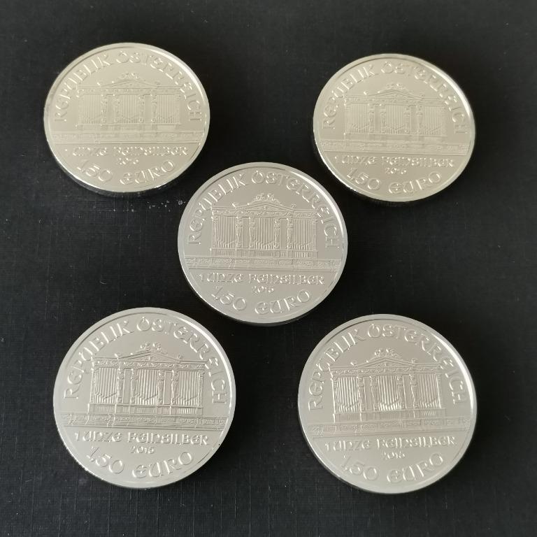 5 x AUSTRIA 2015 Silver Vienna Philarmonic Coin 1oz .999 Fine. UNC ...