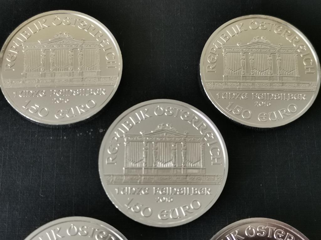 5 x AUSTRIA 2015 Silver Vienna Philarmonic Coin 1oz .999 Fine. UNC ...