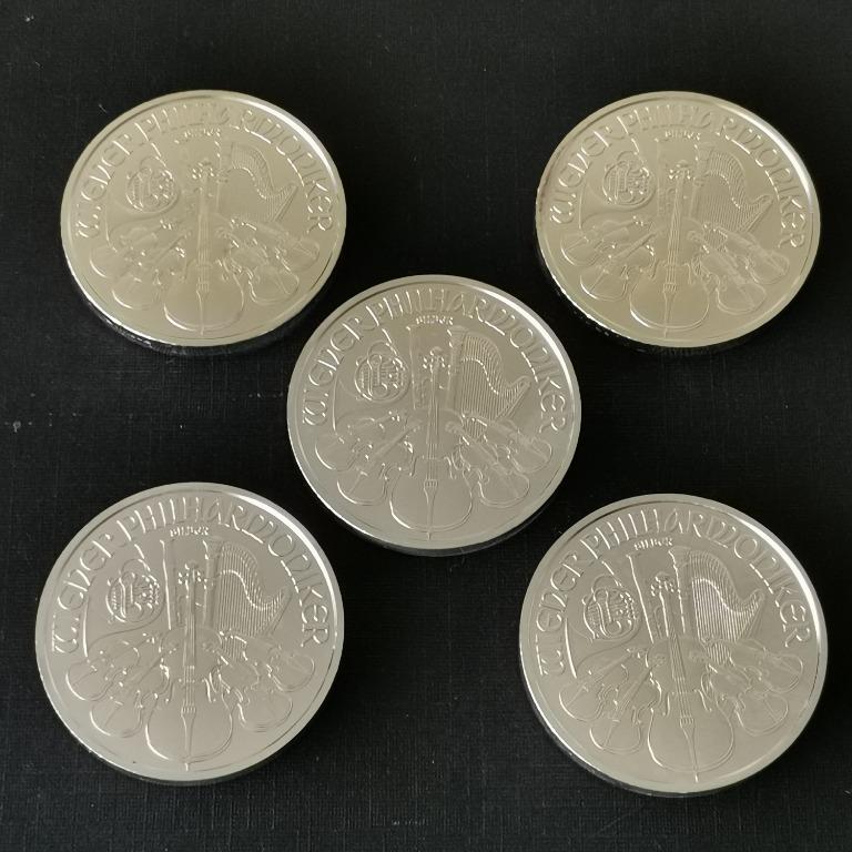 5 x AUSTRIA 2015 Silver Vienna Philarmonic Coin 1oz .999 Fine. UNC ...