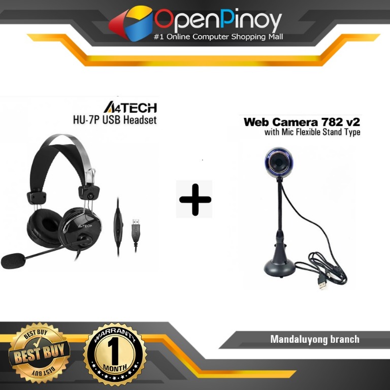 A4tech HU-7P USB Stereo Headset (Black) with Web Camera 782 v2 with mic ...