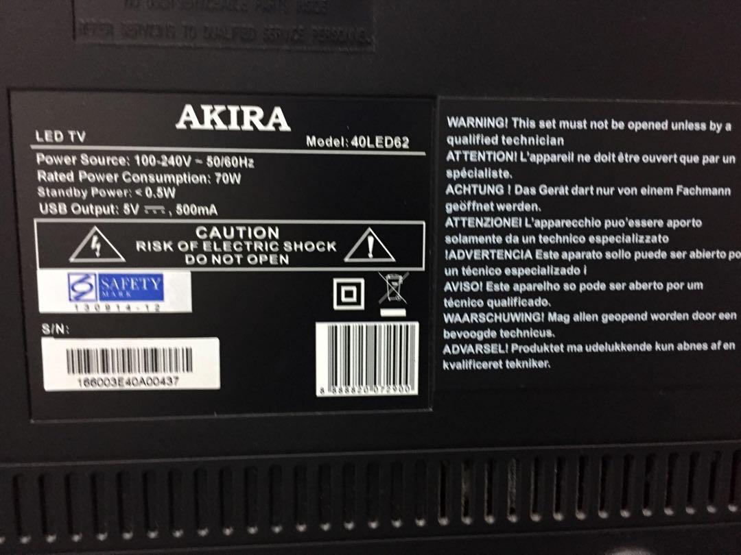 Akira 40” LED tv., TV & Home Appliances, TV & Entertainment, TV on ...