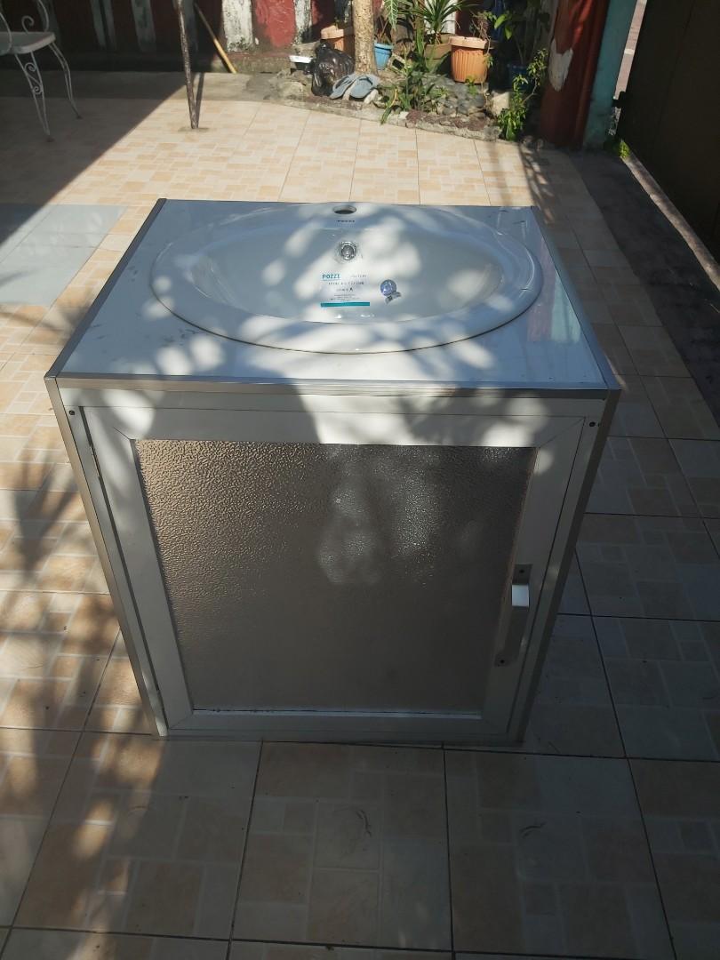 Aluminum Cabinet with Pozzi lavatory, Furniture & Home Living, Bathroom ...