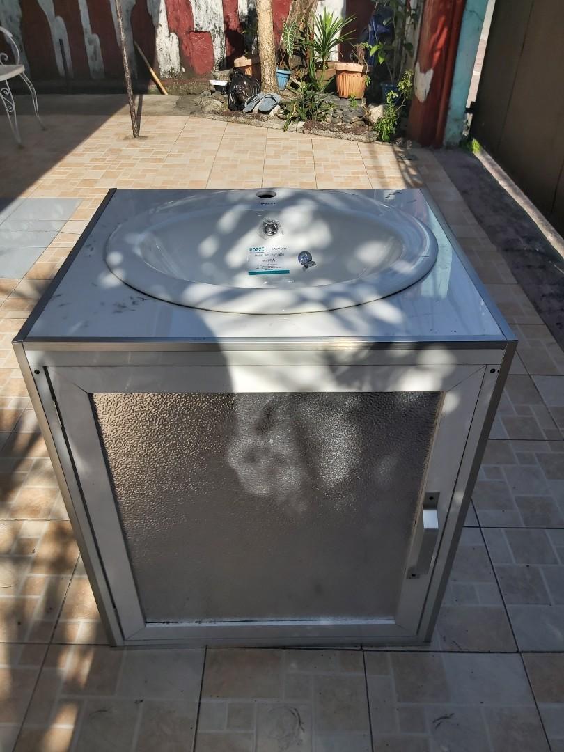 Aluminum Cabinet with Pozzi lavatory, Furniture & Home Living, Bathroom ...