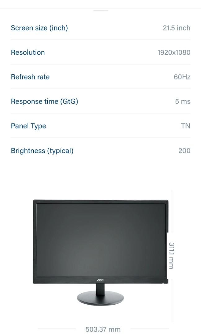 AOC E2270Sw, Computers & Tech, Parts & Accessories, Monitor Screens on ...