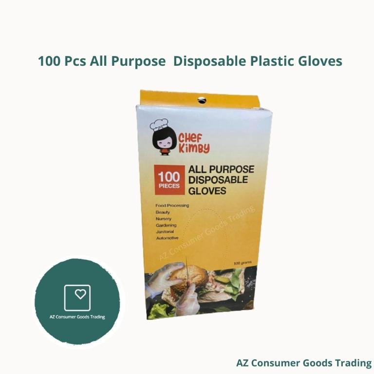 AZ Consumer Chef Kimby All Purpose Disposable Plastic Hand Gloves | 100 ...