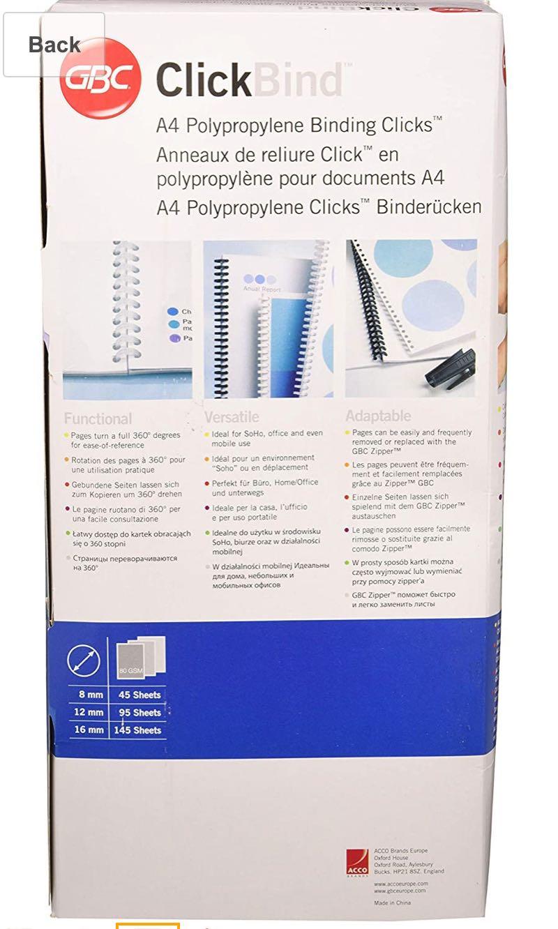 GBC Clickbind A4 rings, Hobbies & Toys, Stationery & Craft, Stationery ...