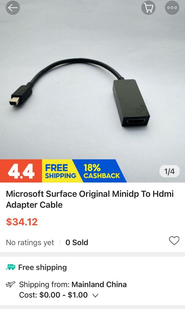 Original Microsoft Surface Mini DP Display Port to HDMI Adapter Cable ...