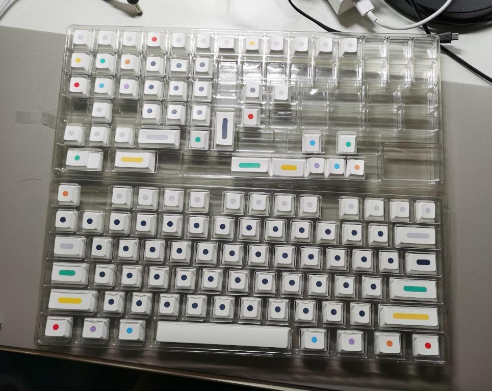 PBT Keycaps Dots Black White Grey Navy Blue Pastel colorway mechanical ...