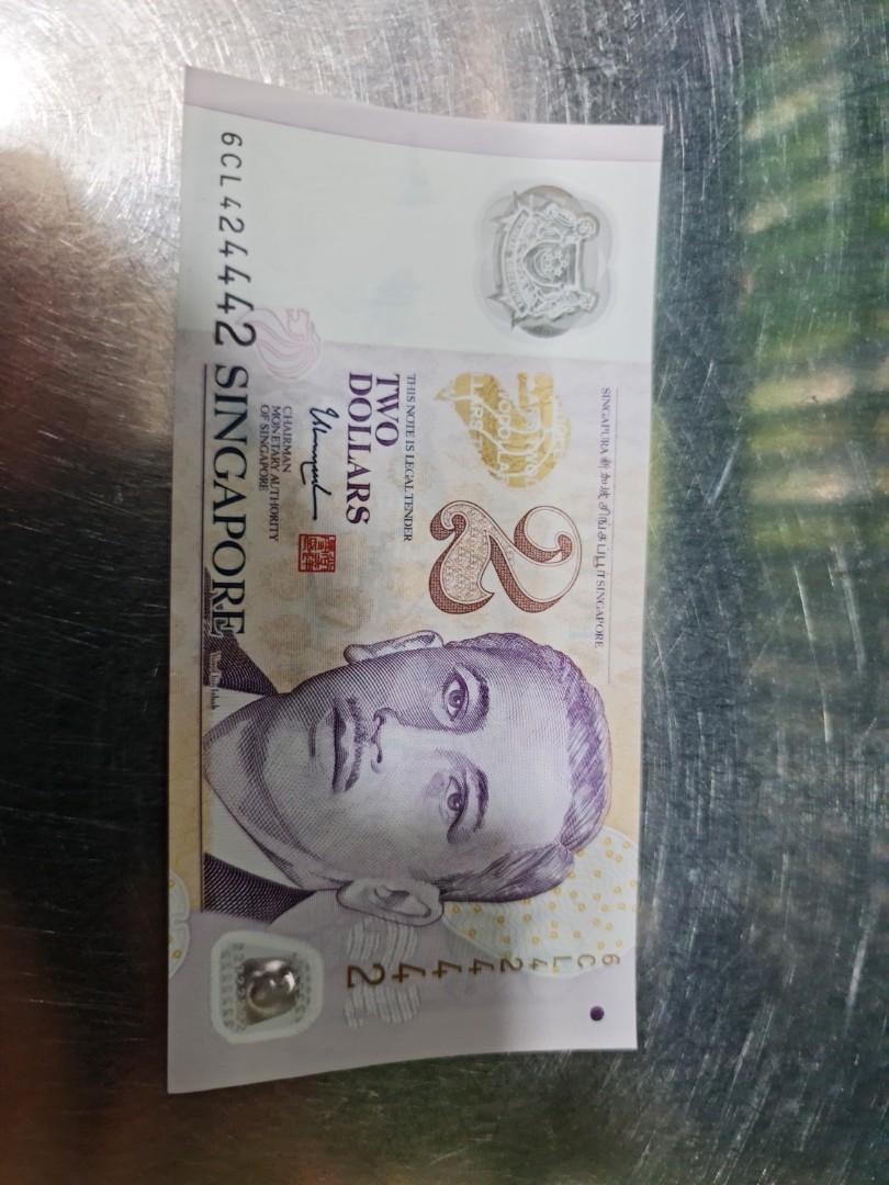 SGD $2 fancy numbers notes dollars, Hobbies & Toys, Memorabilia ...