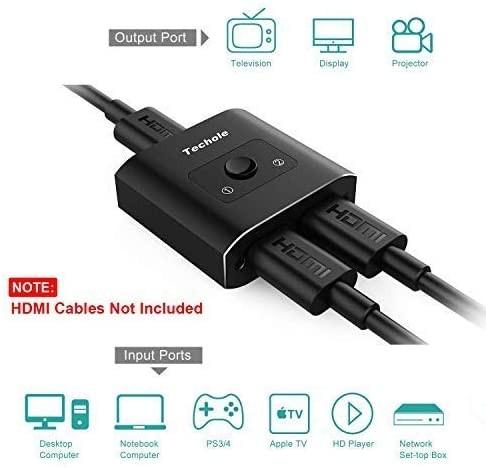 Techole HS305 HDMI Switch 4K HDMI Splitter-Techole Aluminum Bi-Directional HDMI Switcher 2 Input ...