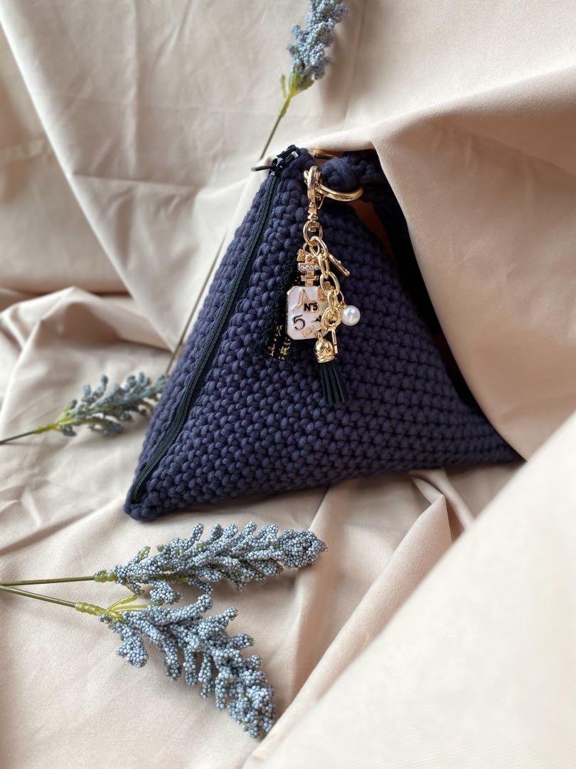 Triangle Pyramid Bag - Handmade by Crochet, Women's Fashion, Bags ...