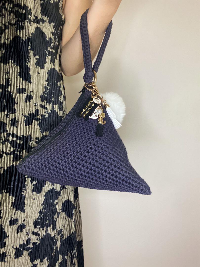 Triangle Pyramid Bag - Handmade by Crochet, Women's Fashion, Bags ...