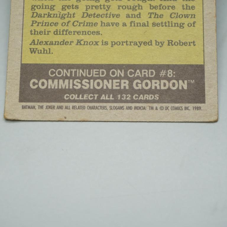 1989 Batman "Alexander Knox" Card #7 DC COMIC, 興趣及遊戲, 收藏品及紀念品, 古董收藏 - Carousell