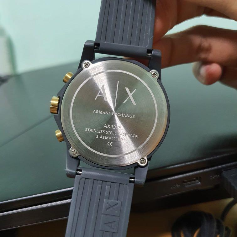 Armani Exchange AX1335 Cronograph Dark Blue Silicone Strap watch ...