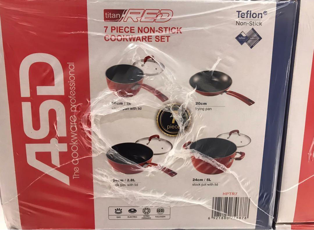 ASD 7 Piece Non-Stick Cookware Set, Furniture & Home Living ...