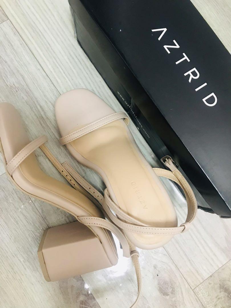 Aztrid Block Sandals in Bone, Women's Fashion, Footwear, Heels on Carousell