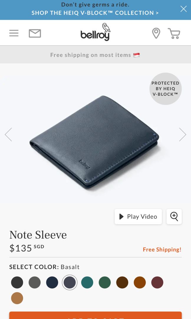Bellroy Note Sleeve Basalt, Men's Fashion, Watches & Accessories ...